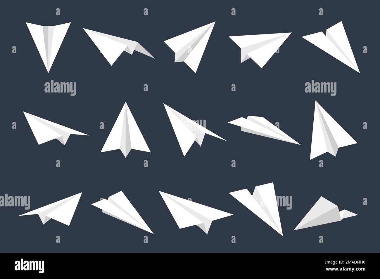 Realistic white paper planes collection. Handmade origami aircraft in ...