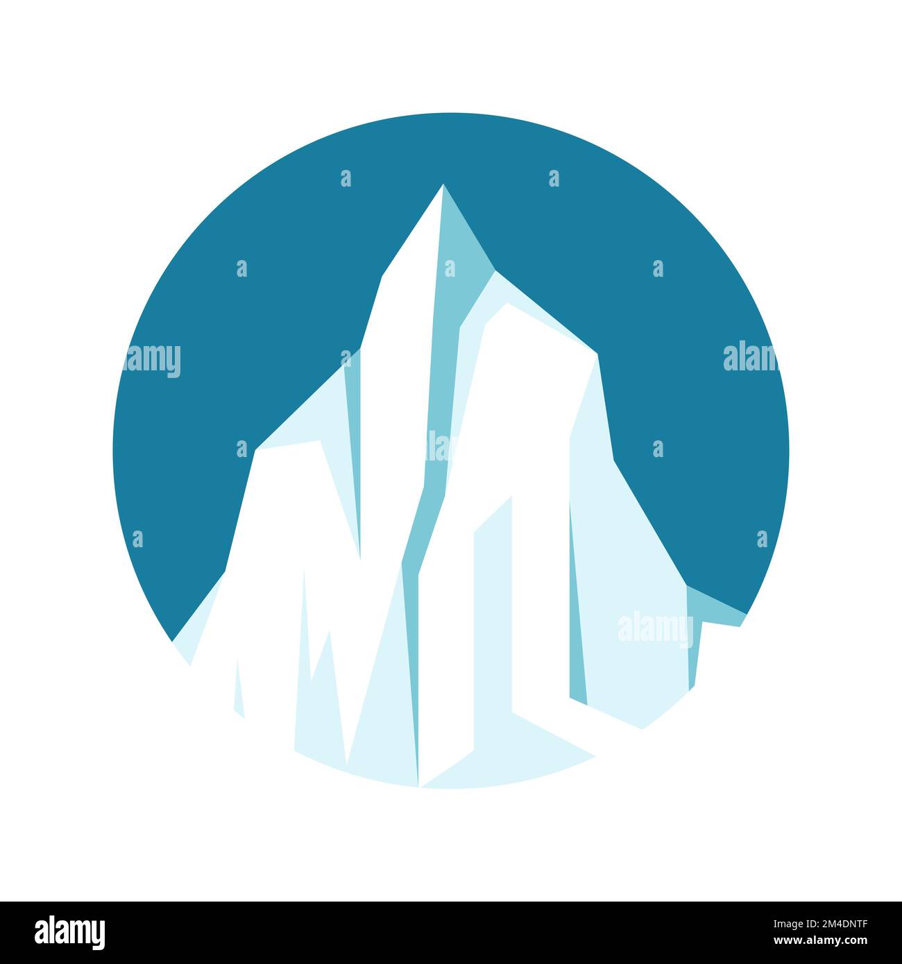 Round floating iceberg, drifting arctic glacier, block of frozen ocean ...