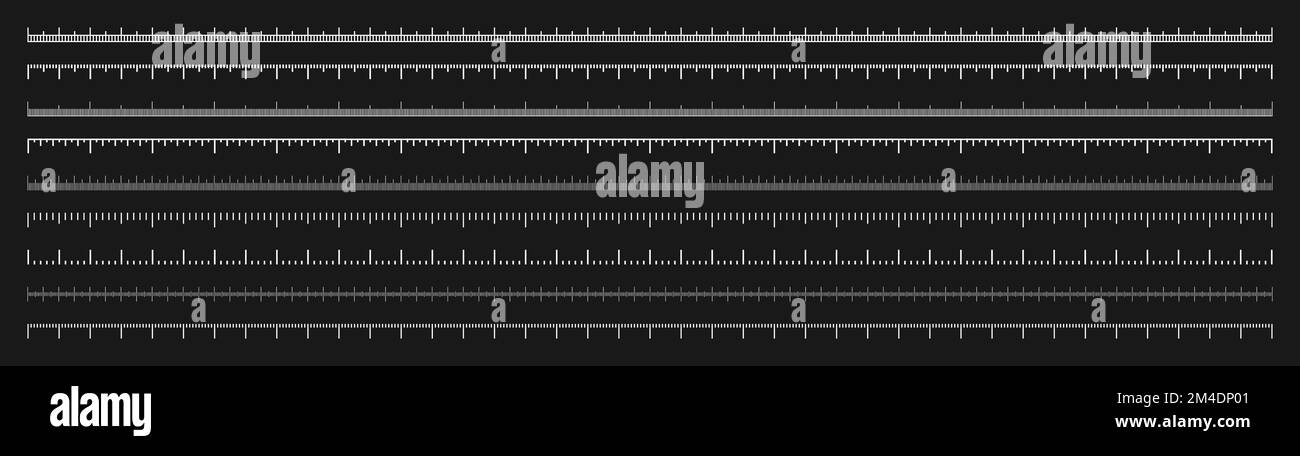 Various measurement scales with divisions. Realistic white scale for ...