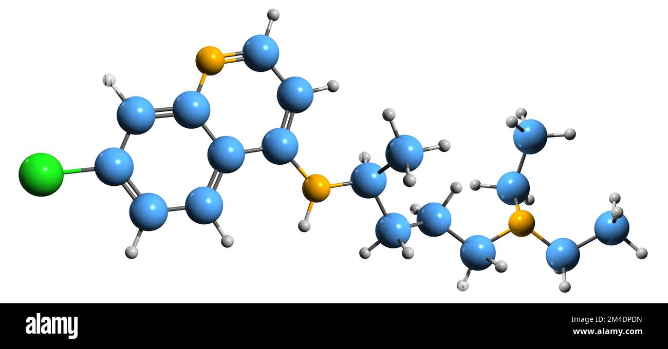 3D image of Chloroquine skeletal formula - molecular chemical structure ...