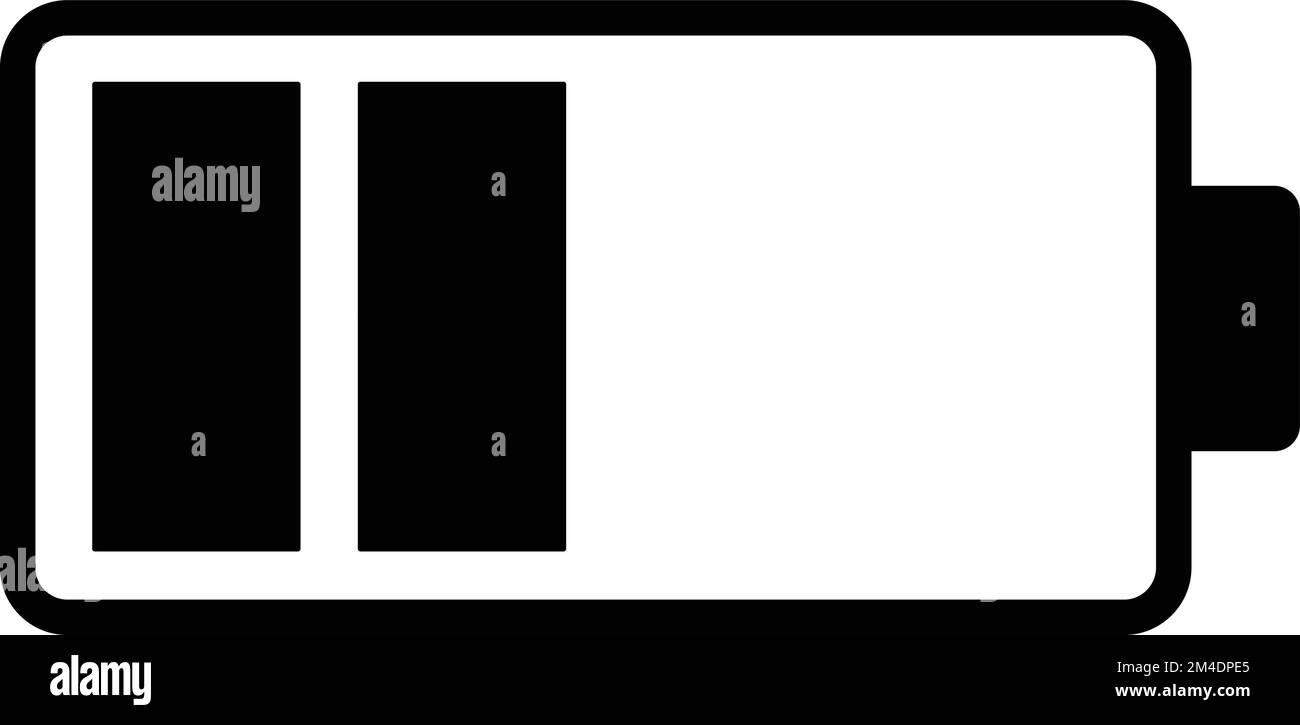 Battery charge indicator icon. Half level battery energy. Alkaline ...