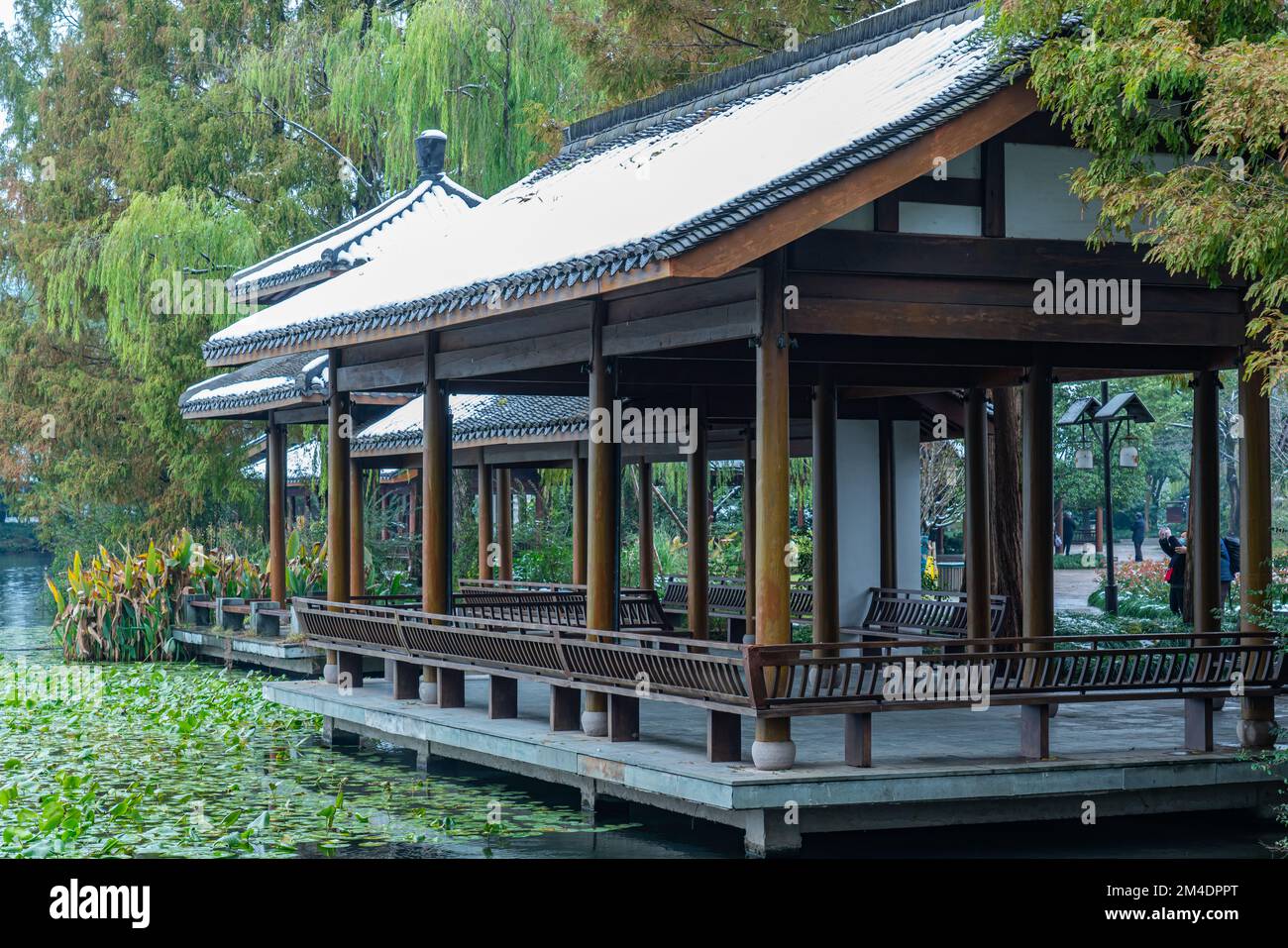 A traditional Chinese pavilion in a beautiful botanical garden Stock ...