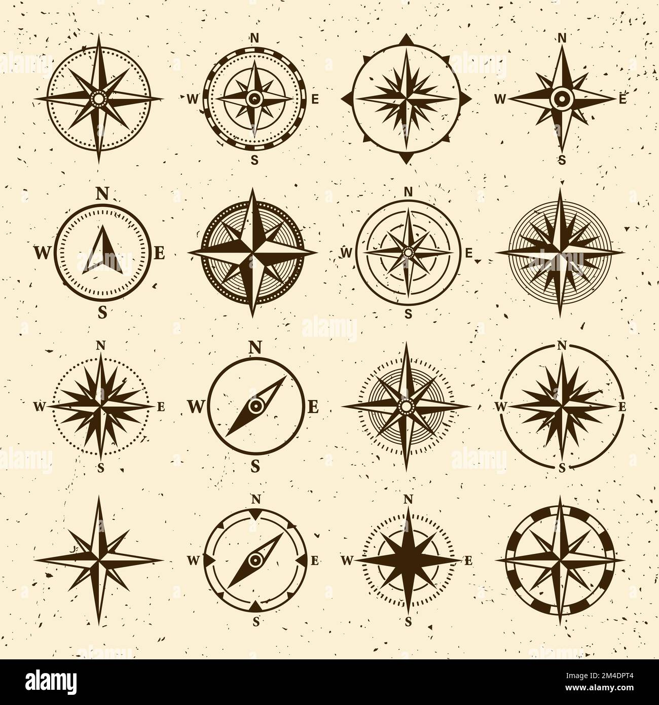 Vintage marine wind rose, nautical chart. Monochrome navigational ...