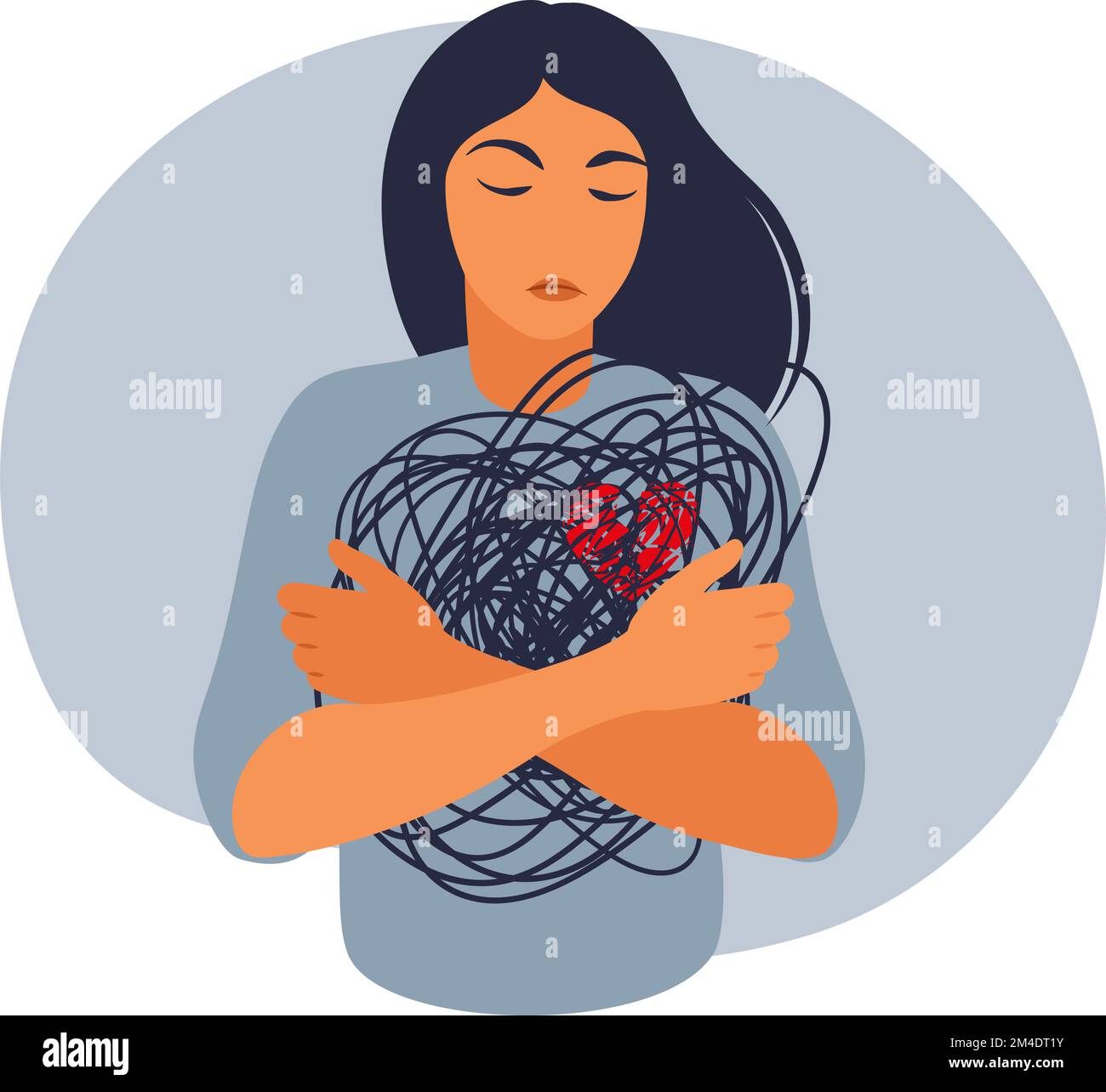 Young woman depressed. Concept of mental disorder, sorrow and anxiety ...