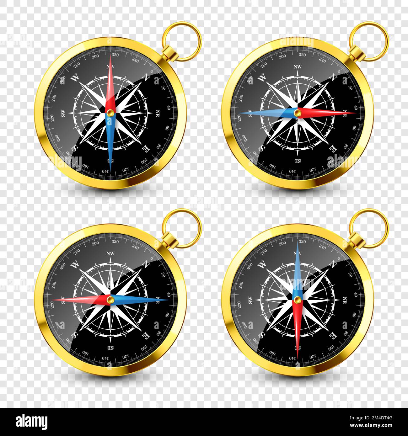 Realistic golden vintage compass with marine wind rose and cardinal ...