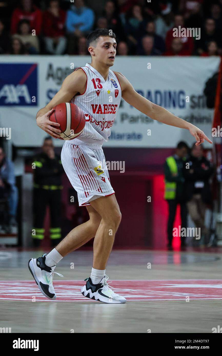 Matteo Librizzi #13 of Pallacanestro Varese OpenJobMetis in action ...