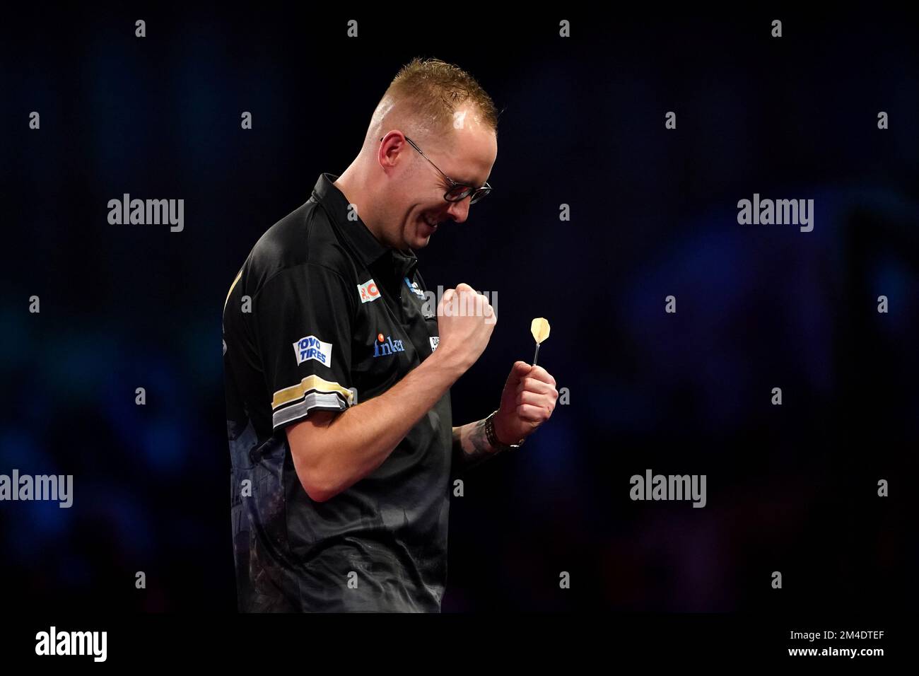 Netherlands' Jimmy Hendriks in action against England's Jamie Hughes ...
