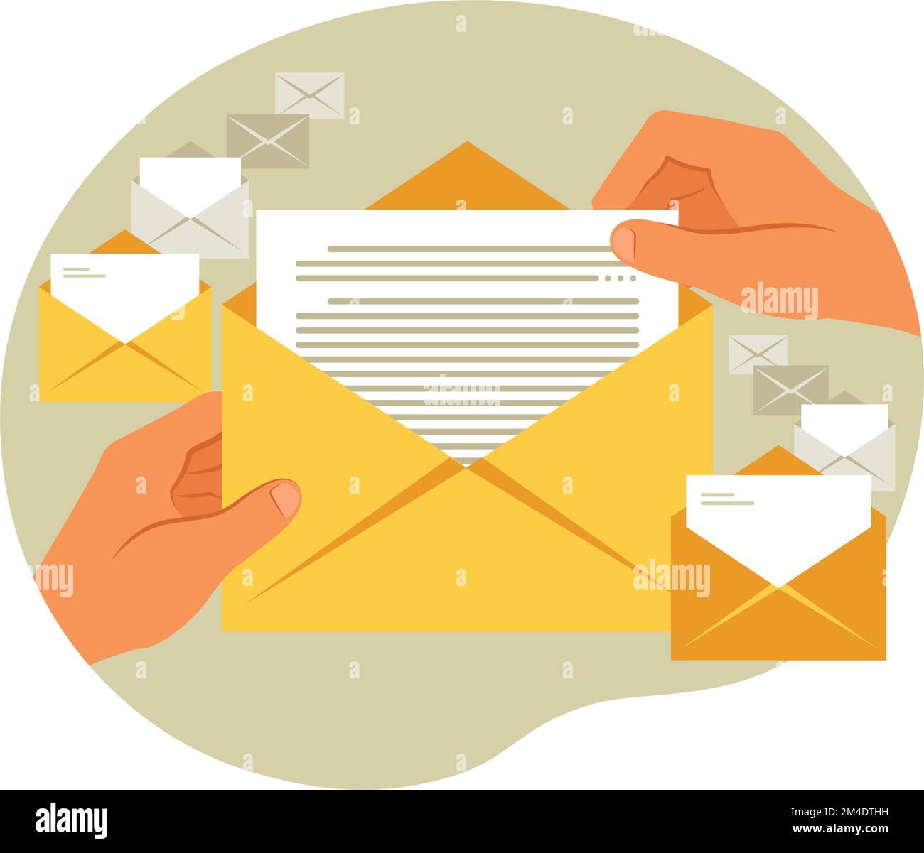 Hands holding envelope. Mail message. Paper letter. Vector illustration ...