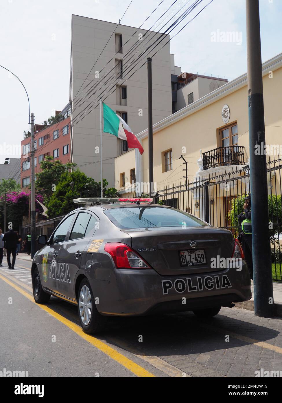 Police Guards the Mexican Embassy, where Lilia Paredes, wife of former ...