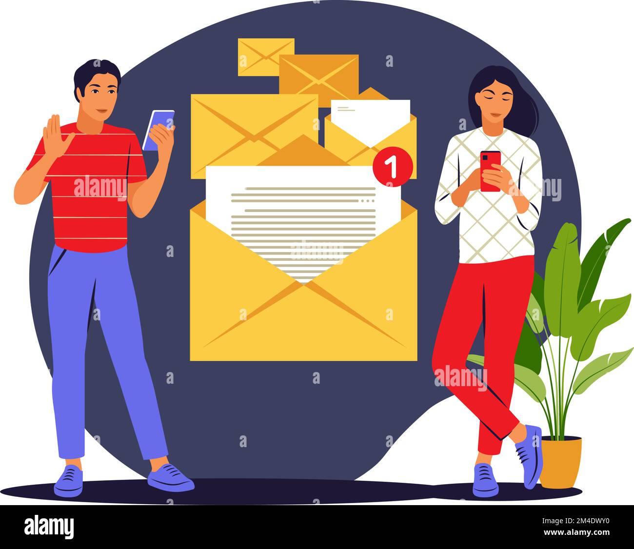 Email and messaging. New email message. Vector illustration. Flat Stock ...