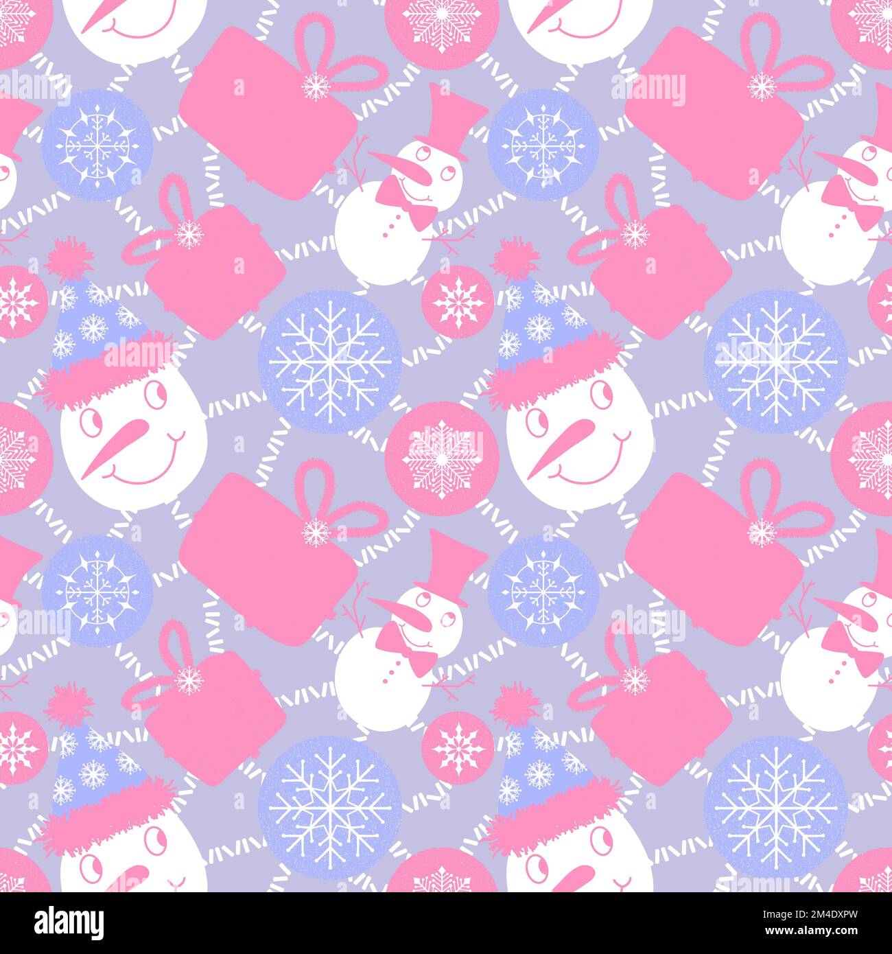 Winter seamless snowman and snowflakes pattern for Christmas wrapping ...
