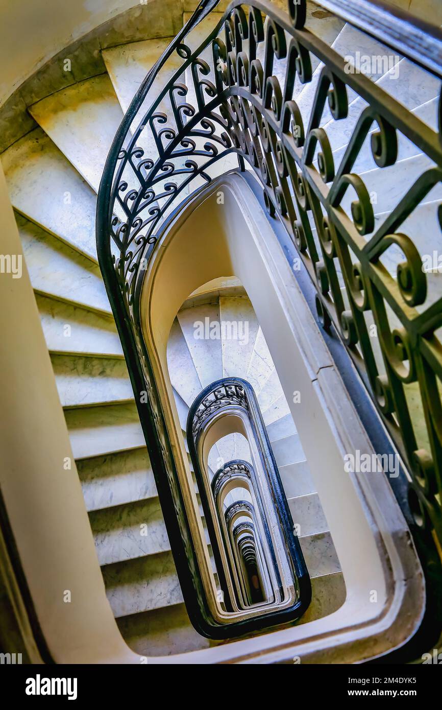 Upside view of a spiral staircase in Buenos Aires, Argentina Stock ...
