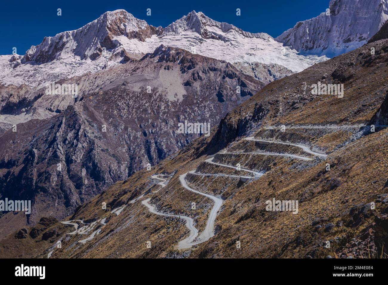 Portachuelo Road, mountain pass in Huascaran, Cordillera Blanca, Ancash ...