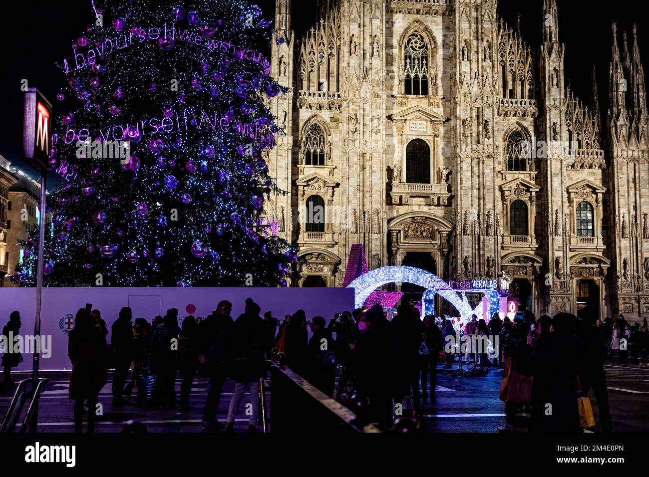 The annual Christmas tree erected in the Piazza del Duomo during the ...