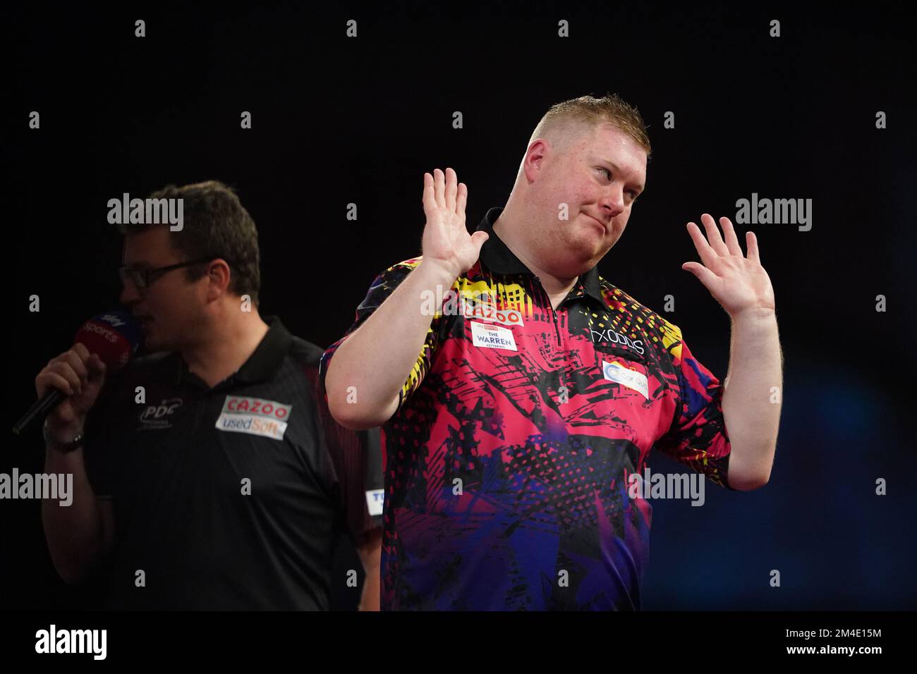 England's Ricky Evans celebrate victory over England's Fallon Sherrock ...