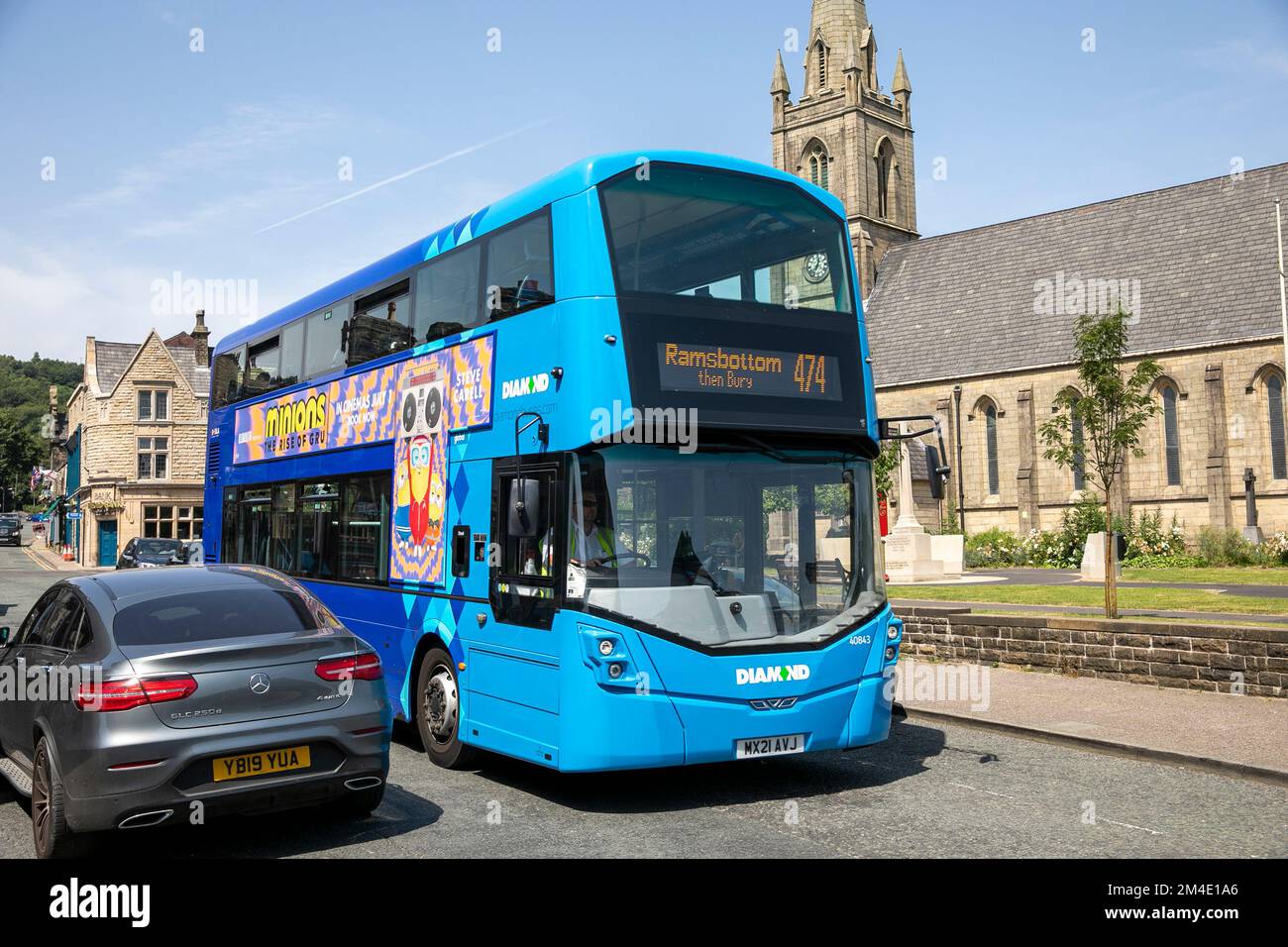 Double decker bus in the Lancashire village of Ramsbottom passes local ...