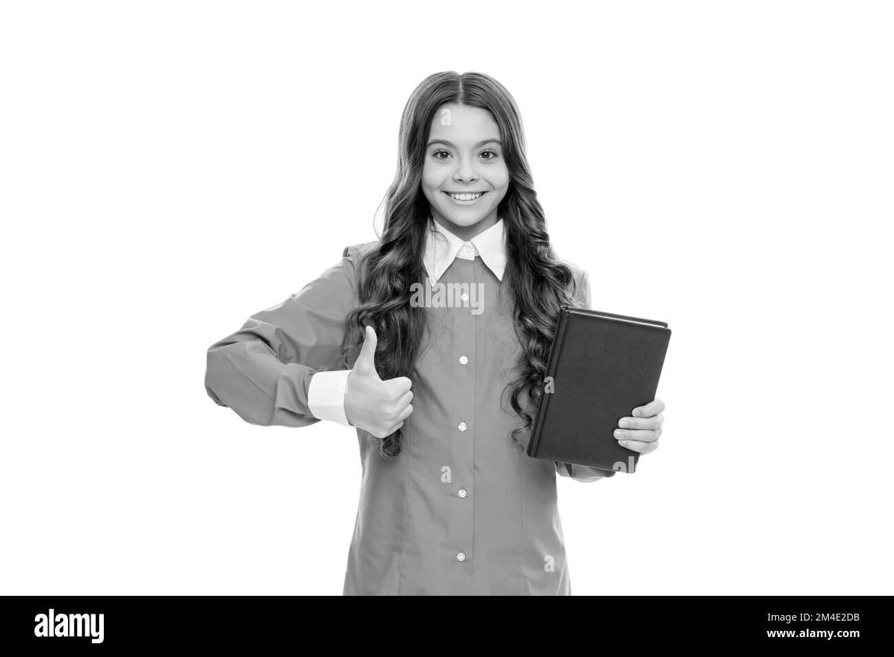 Approved literature. Happy kid hold book giving thumbs up. Approved ...