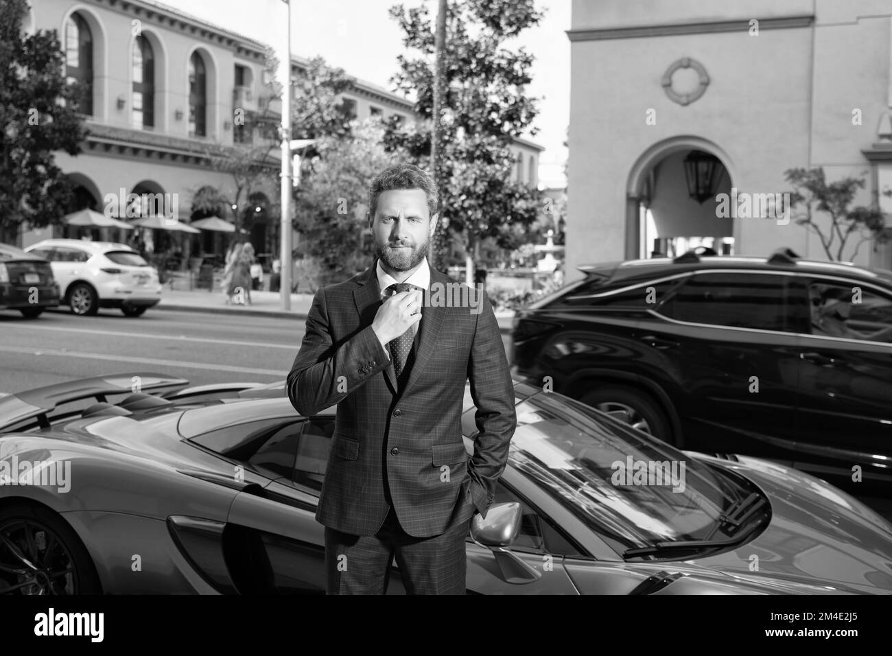 boss stand by luxury automobile. successful dealer. dealership. car ...