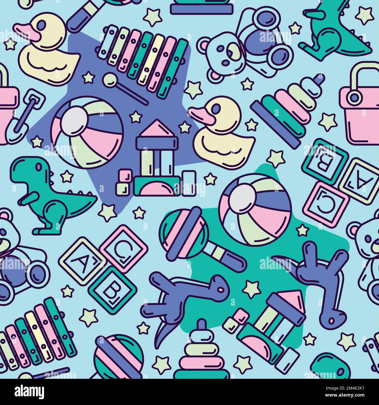 Seamless pattern background with toy icons Vector Stock Vector Image ...