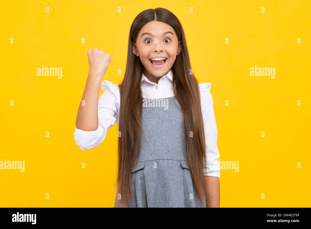 Excited face, cheerful emotions of teenager girl. Teenager child ...