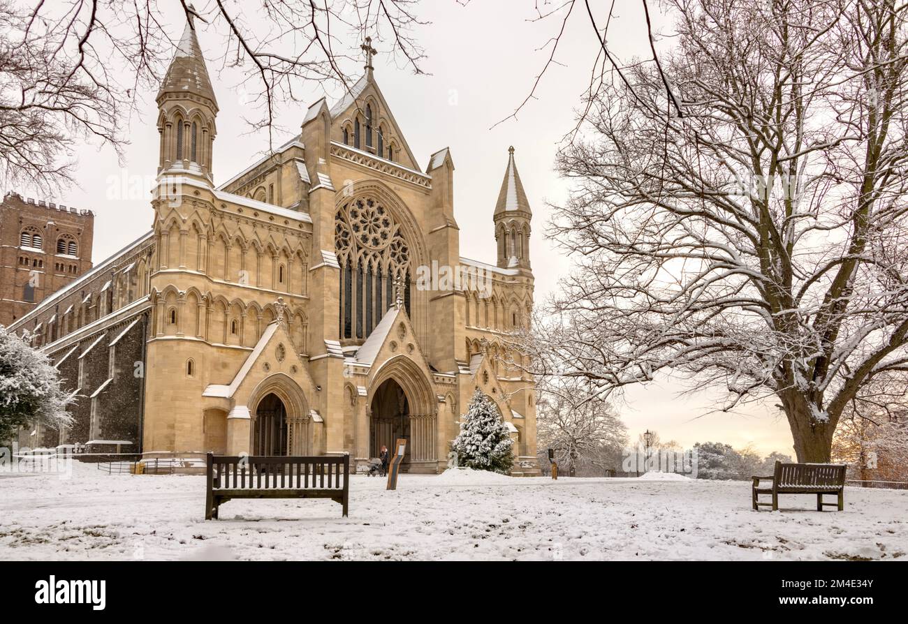 St. Albans Cathedral, also known as St. Albans Abbey - first snowfall ...
