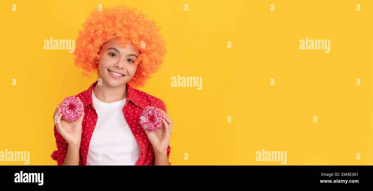teen girl having fun. baked goods. sweet tooth. childhood happiness ...