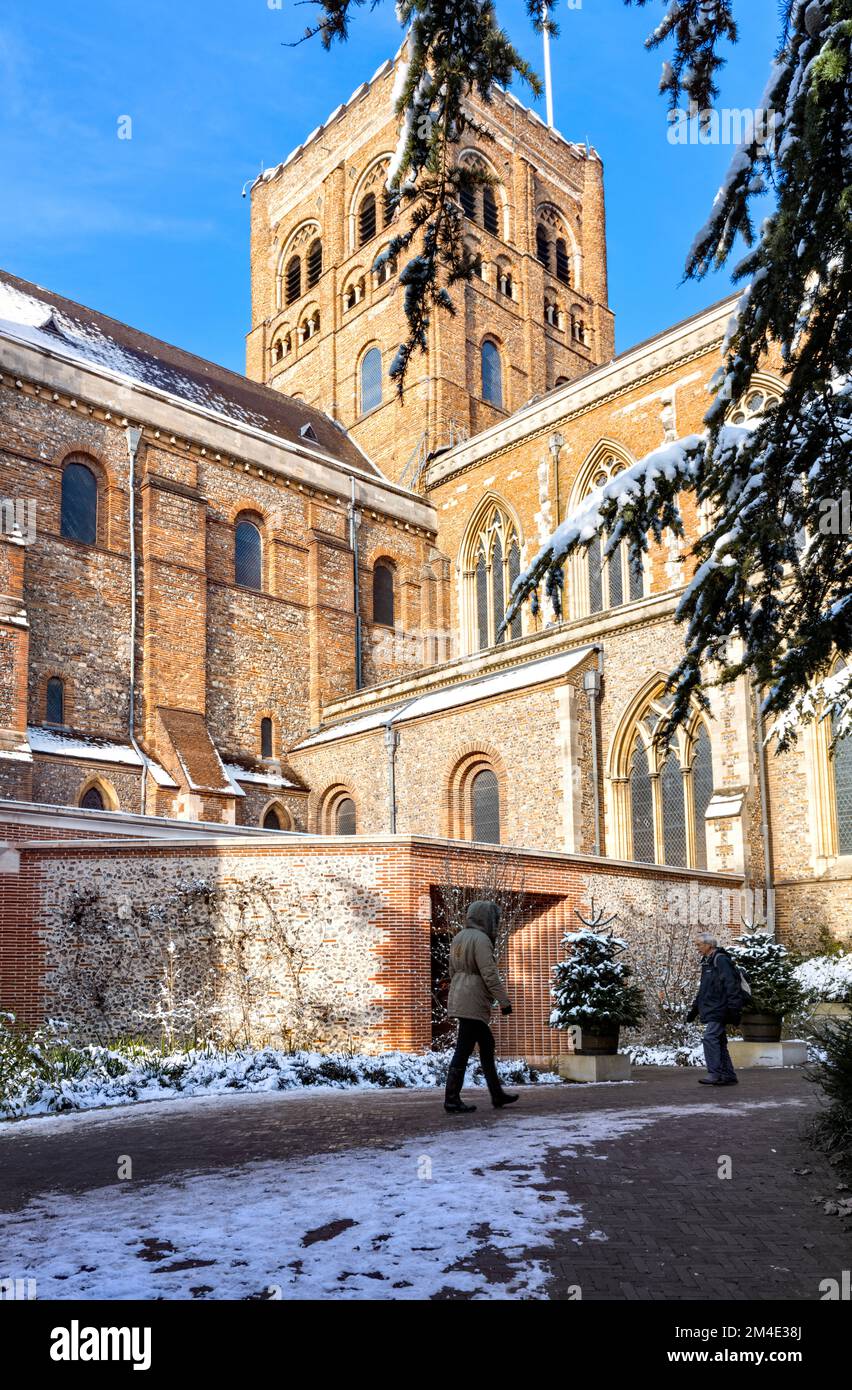 St. Albans Cathedral also known as St. Albans Abbey, side and rear ...