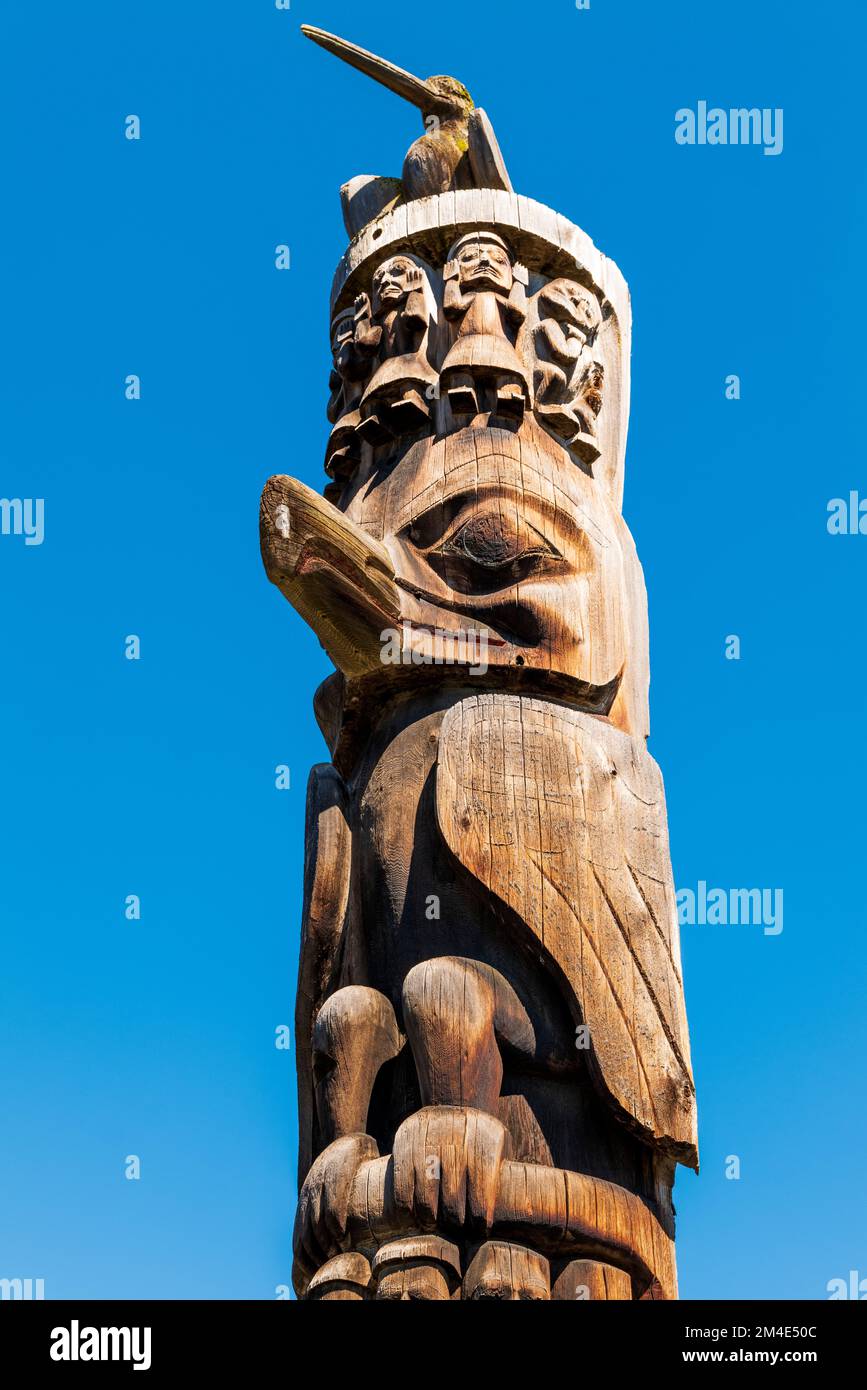 Hand carved cedar totem poles; Gitanyow - Kitwancool Historic Village ...