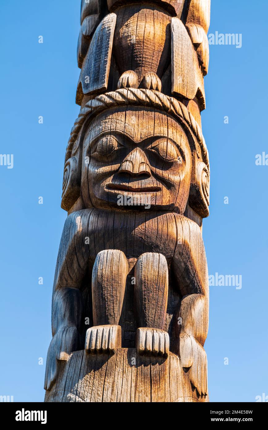 Hand carved cedar totem poles; Gitanyow - Kitwancool Historic Village ...