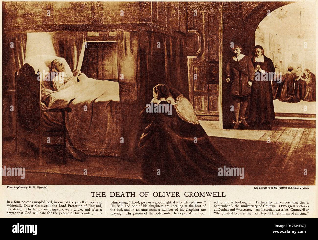 Halftone of the death of Oliver Cromwell, from an educational ...