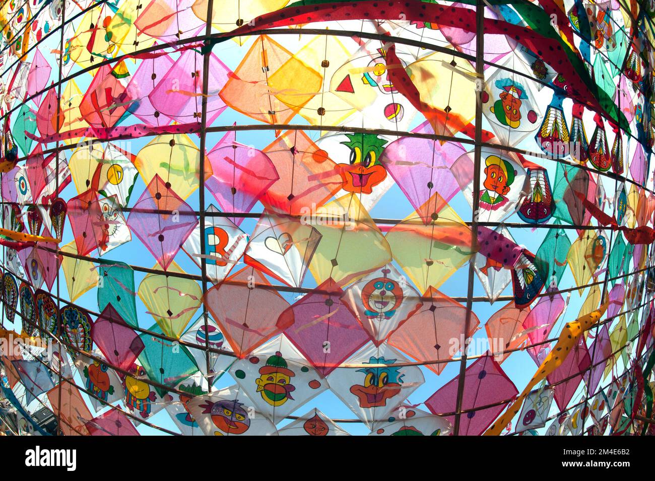 Colorful Thai kites texture and background Stock Photo - Alamy