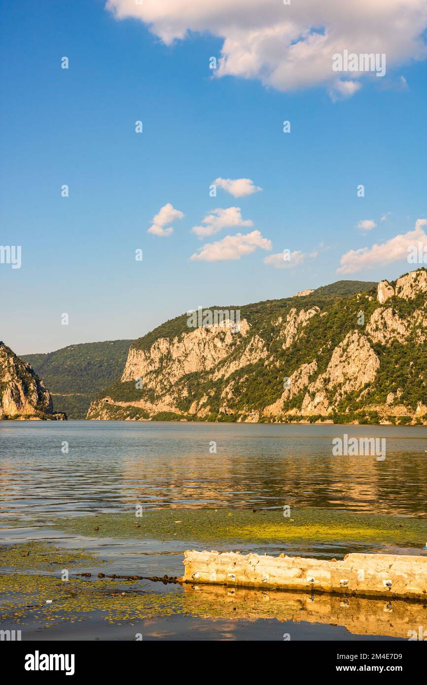 Beautiful view at Danube Gorge (Iron Gates), Danube river landscape on ...