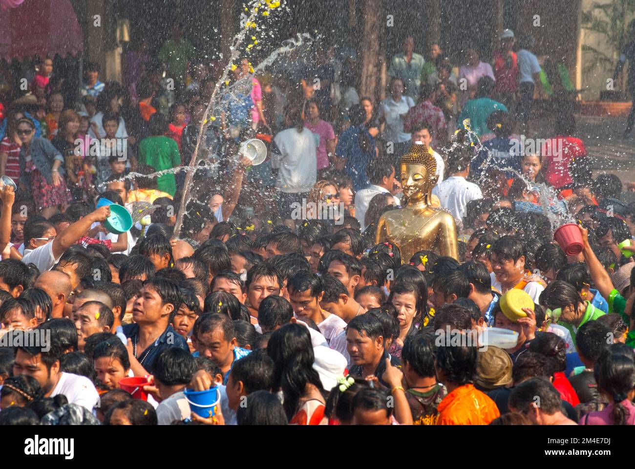 Splashing water Luangphor Phra Sai One of the biggest Songkran Event ...