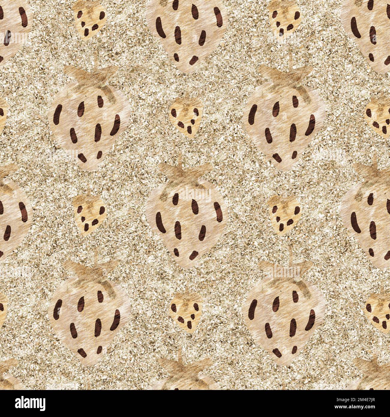 Brown linen strawberry vintage seamless pattern. Cottagecore marl retro ...