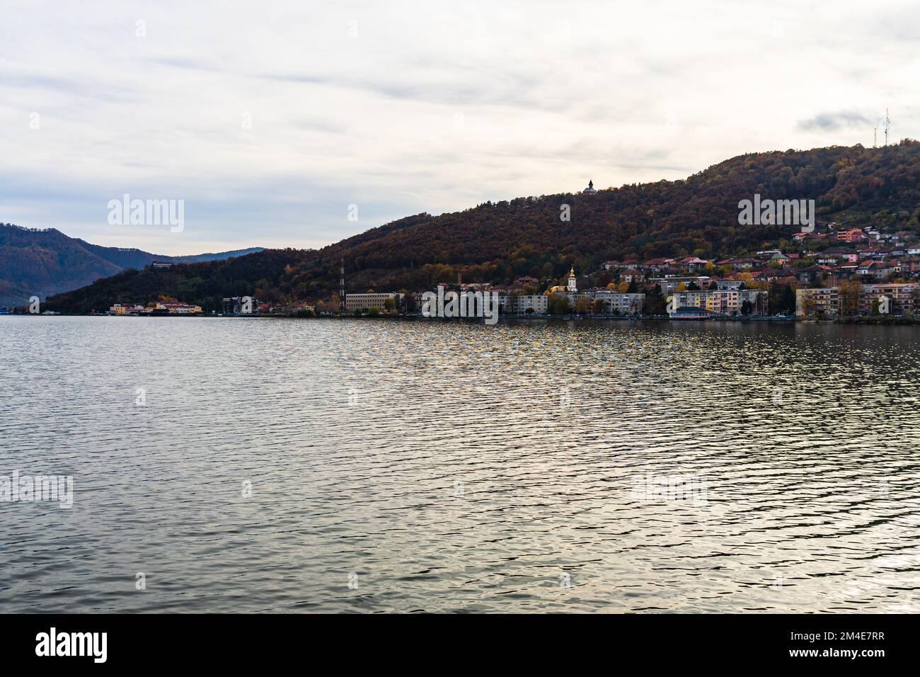 View of Danube river and Orsova city, waterfront view. Orsova, Romania ...
