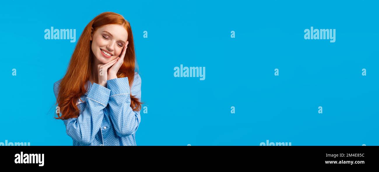 Waist Up Shot Tender And Sensual Redhead Female In Cute Soft Pyjama