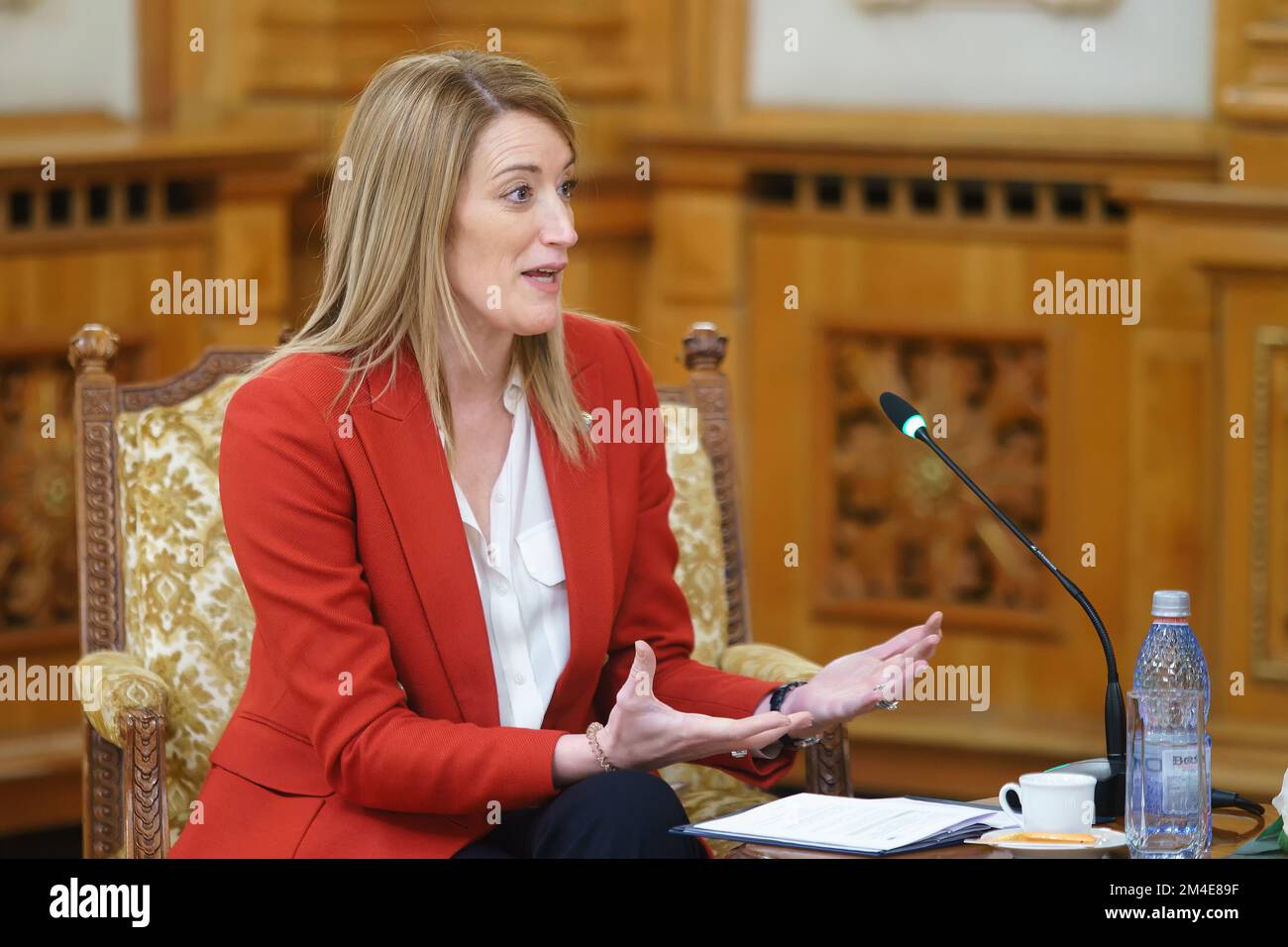 Bucharest, Romania - December 19, 2022: Roberta Metsola, president of ...