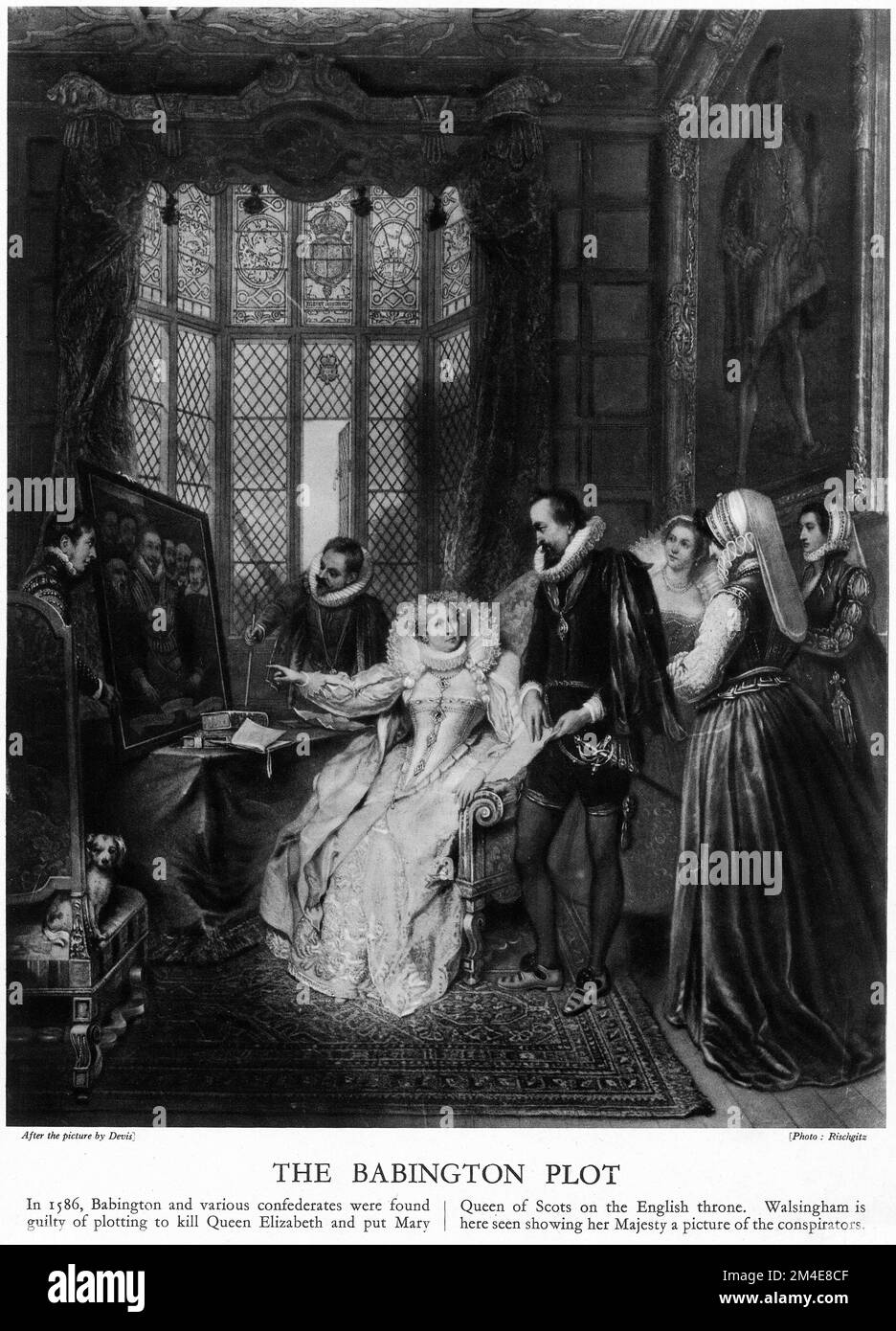 Halftone of Walsingham (right) informing Queen Elizabeth of the ...