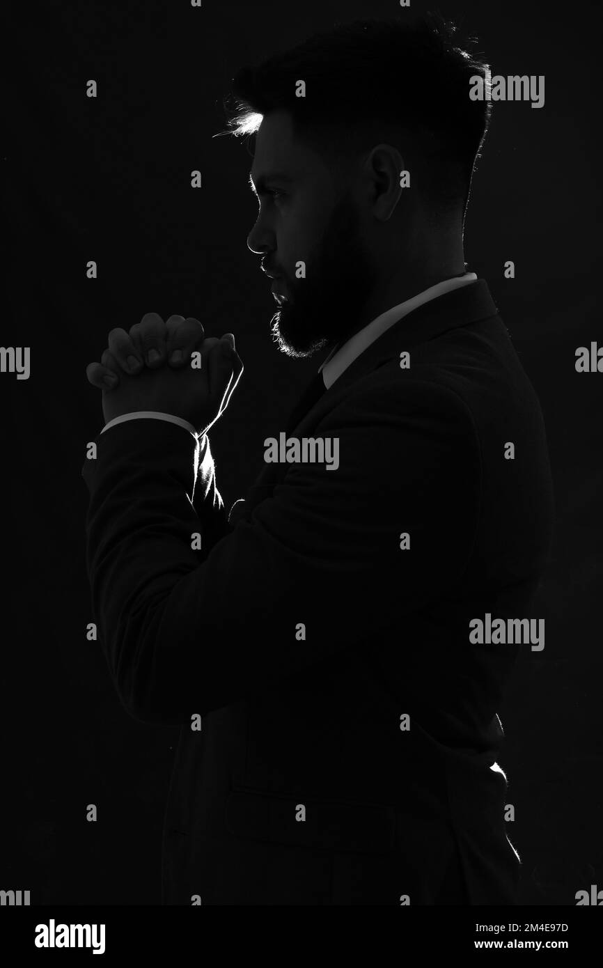 Prayer silhouette spiritual belief profile hi-res stock photography and ...
