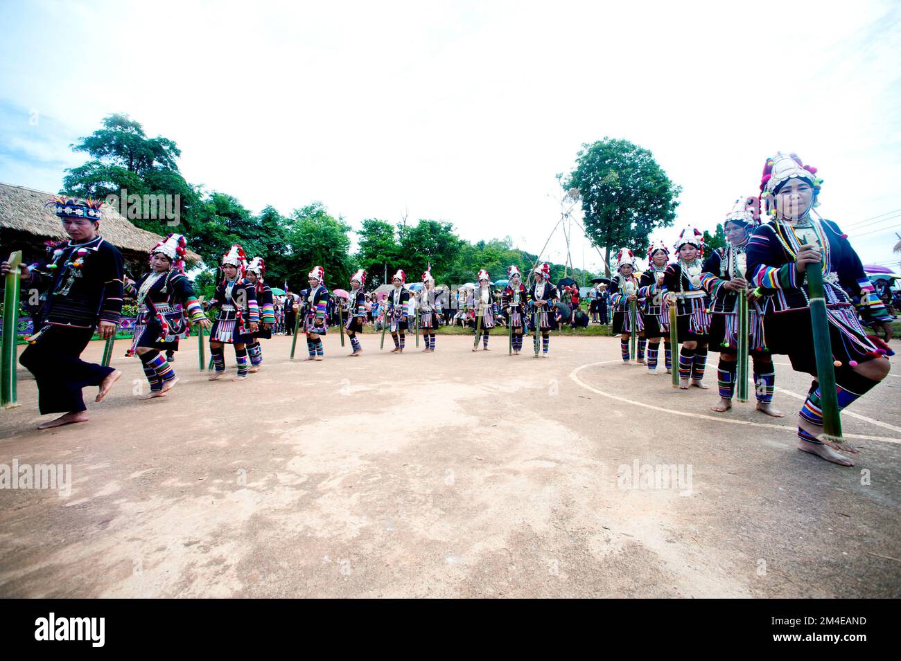 Traditional dance of Akha hill tribe minority in swing festival ...