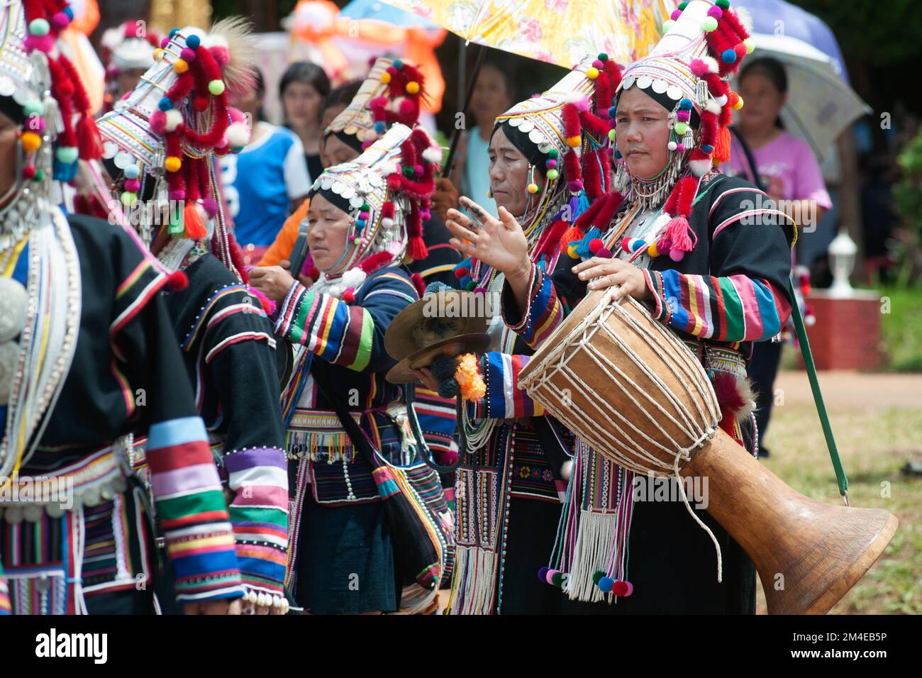 Traditional dance of Akha hill tribe minority in swing festival ...