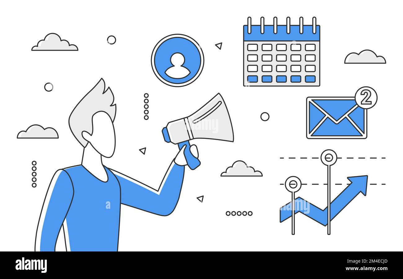 Planning communication campaign. Time management, calendar organizing ...