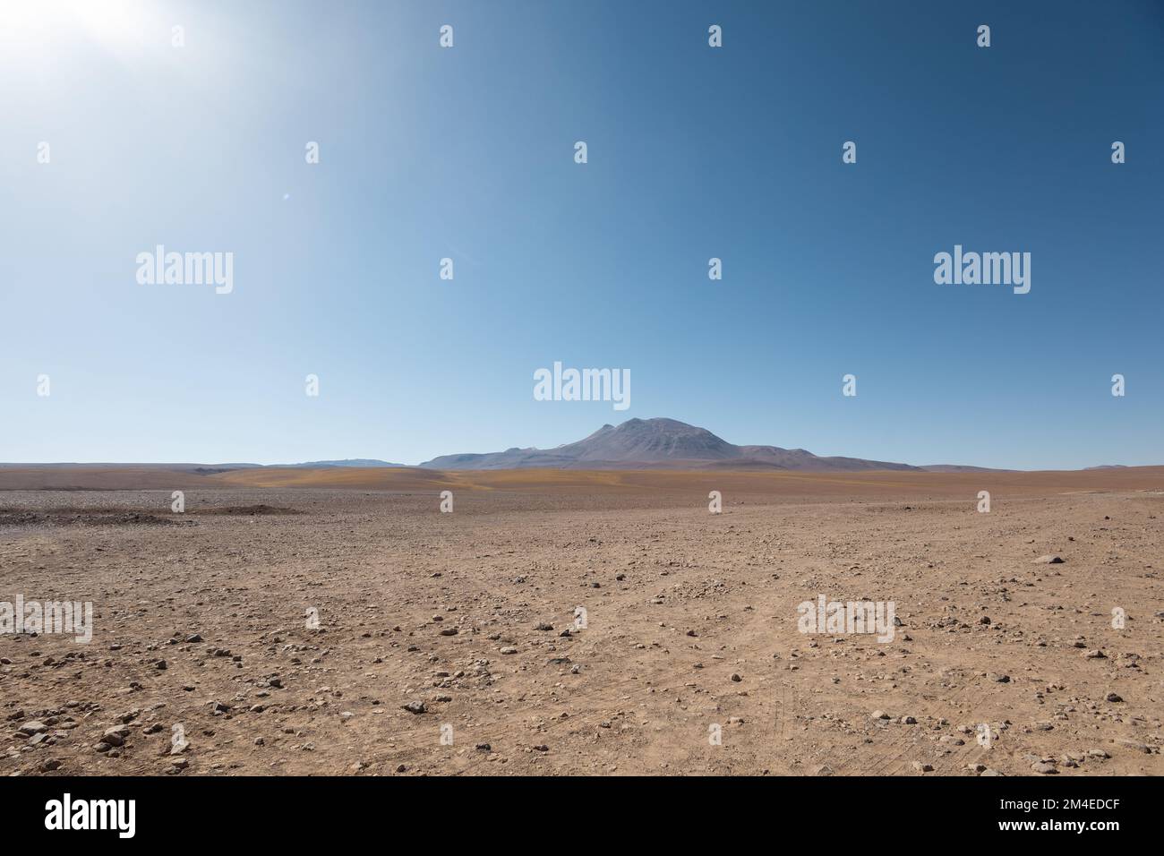 desert nature, in the background a mountain and sky with clouds ...
