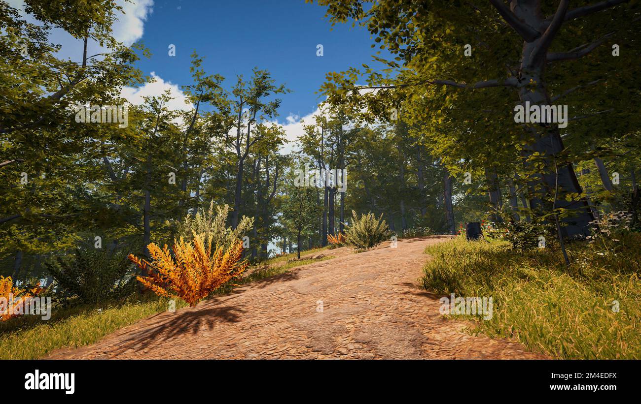 3d render illustration of a virtual world with a natural environment ...