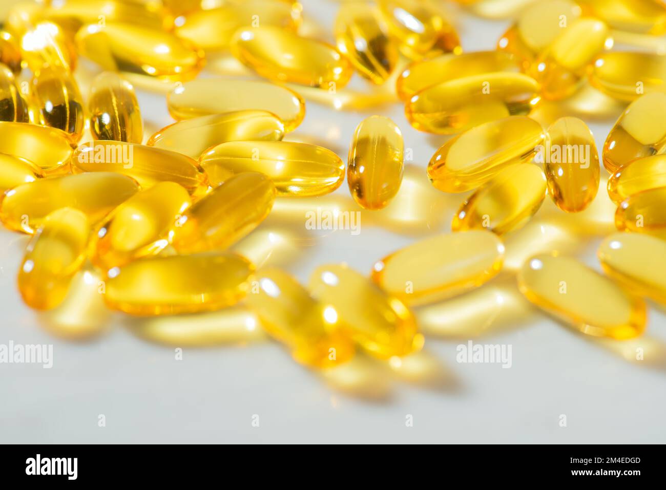 Fish Oil in Omega 3 Pills Pattern Against White Marble Backgrounds ...