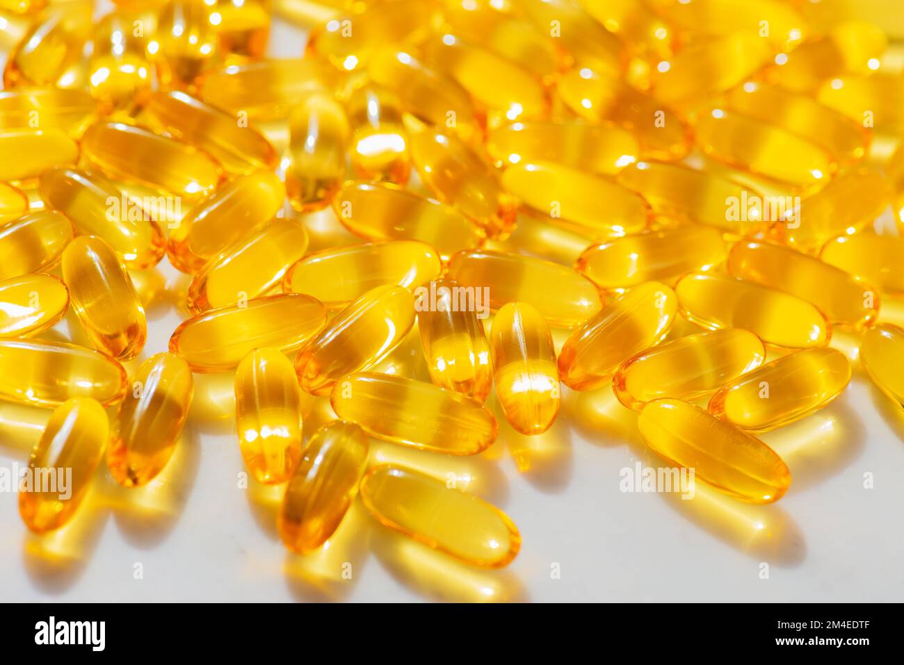 Fish Oil in Omega 3 Pills Pattern Against White Marble Backgrounds ...