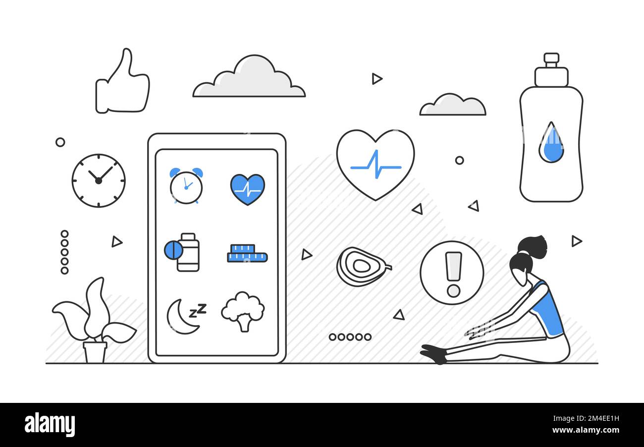 Fitness health application. Activity tracking, healthy lifestyle habits ...