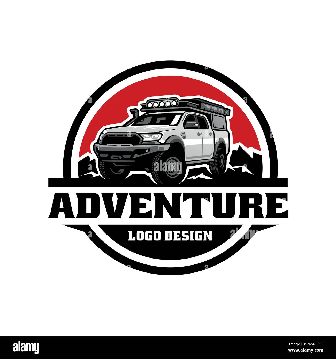 An Adventure pick up truck illustration logo vector on white background ...