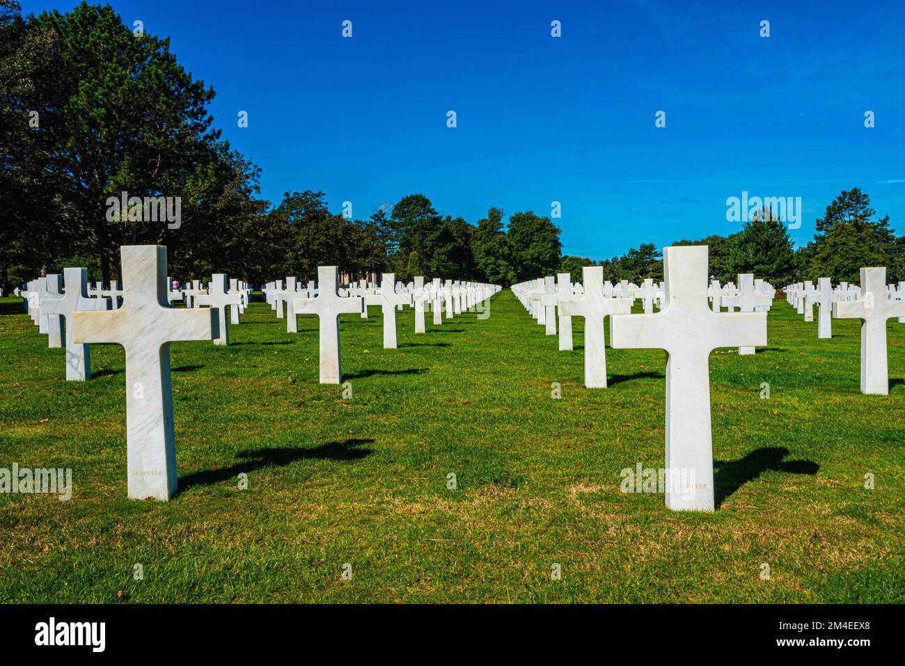 US Normandy Military Cemetery crosses low angle Stock Photo - Alamy