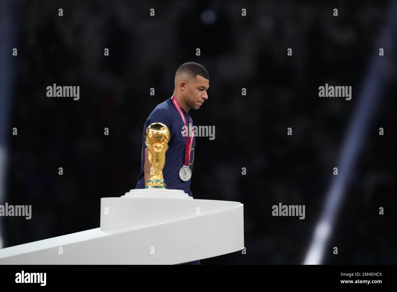 LUSAIL, QATAR - DECEMBER 18: Player of France Kylian MbappÃ© receives ...